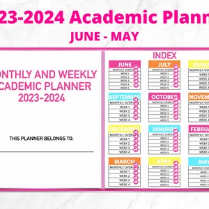 Digital Academic Planner 2023-2024 June-may Colorful Preppy Simple ...
