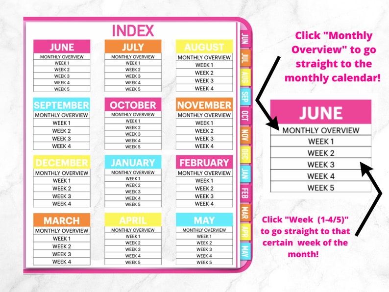 Digital Academic Planner 2023-2024 June-may Colorful Preppy Simple ...