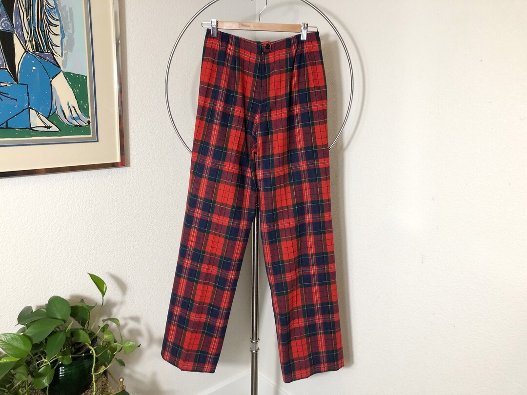 Vintage 60s 70s Plaid High Waist Pendleton Trouser Pants/wide Straight ...