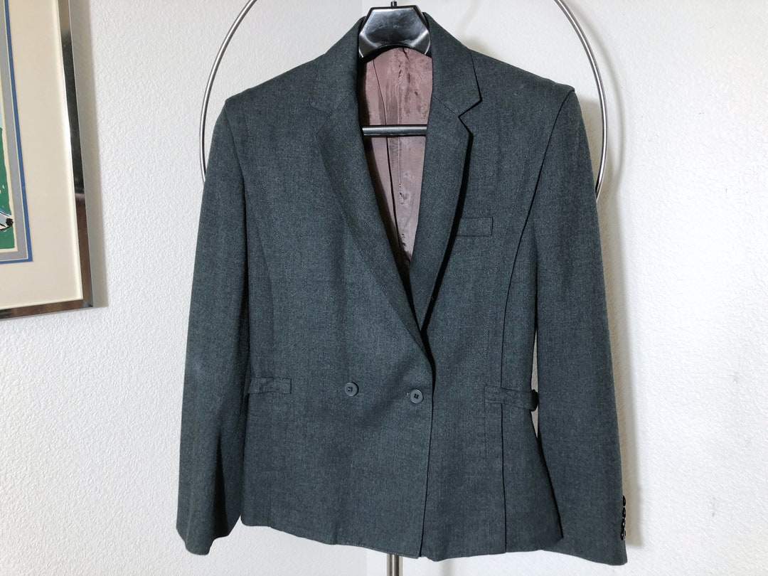 Vintage 80s New Wave Blue Wool Blazer Jacket 40R - Etsy