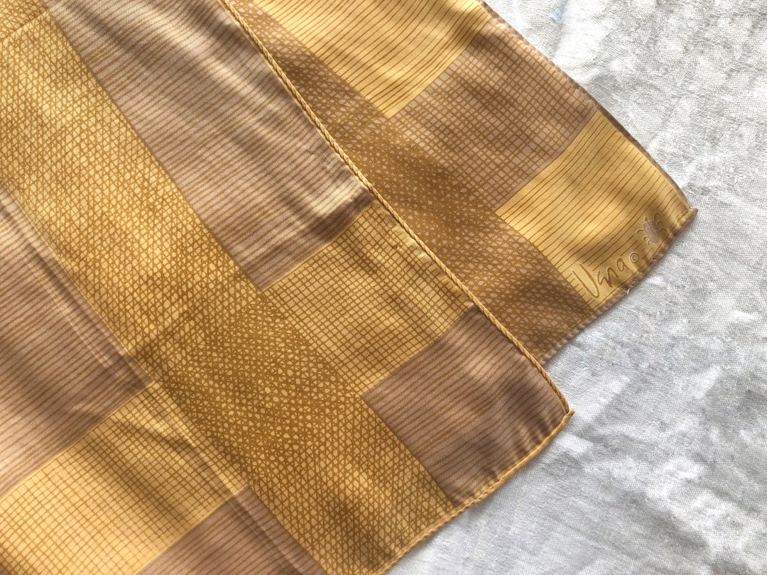 Vintage 1960s Vera Ladybug Scarf Geometric Brown Gold Grid - Etsy