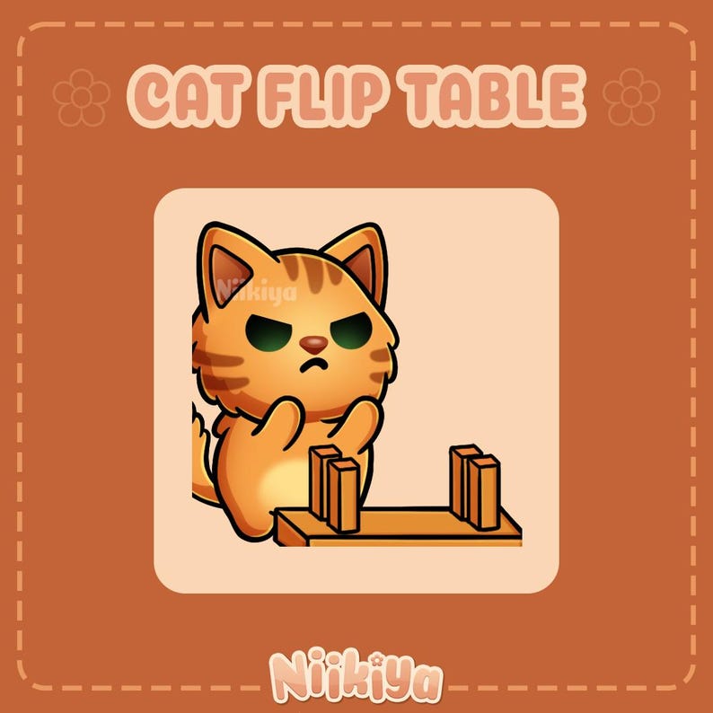 Orange Chibi Cat Angry Flip Table Animated Emote - Twitch & Discord ...