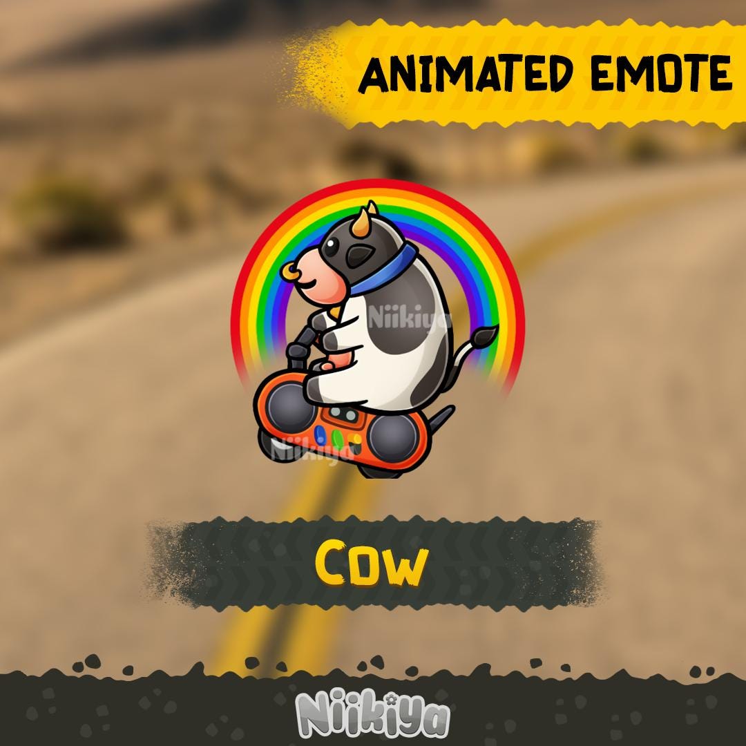 Mario Kart World Cow Animated Emote - Twitch & Discord || Twitch Emotes ...