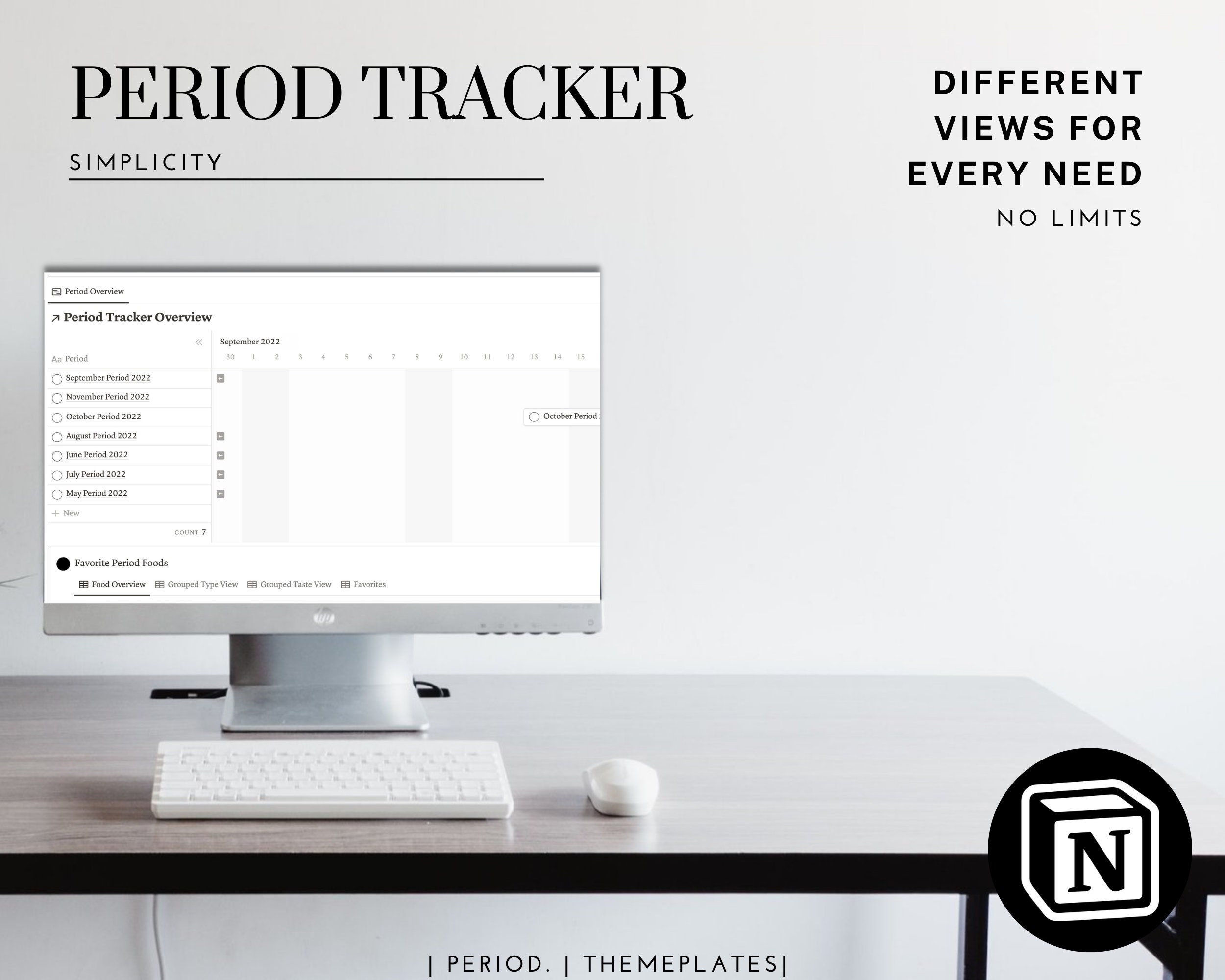 Minimalistic Digital Period Tracker Notion Template Food - Etsy