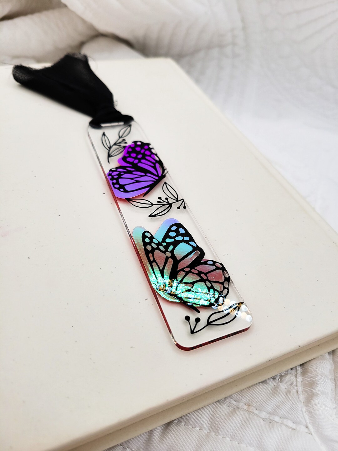 Acrylic Bookmark With Vinyl and Ribbon | Butterfly Bookmark | Bookworm ...