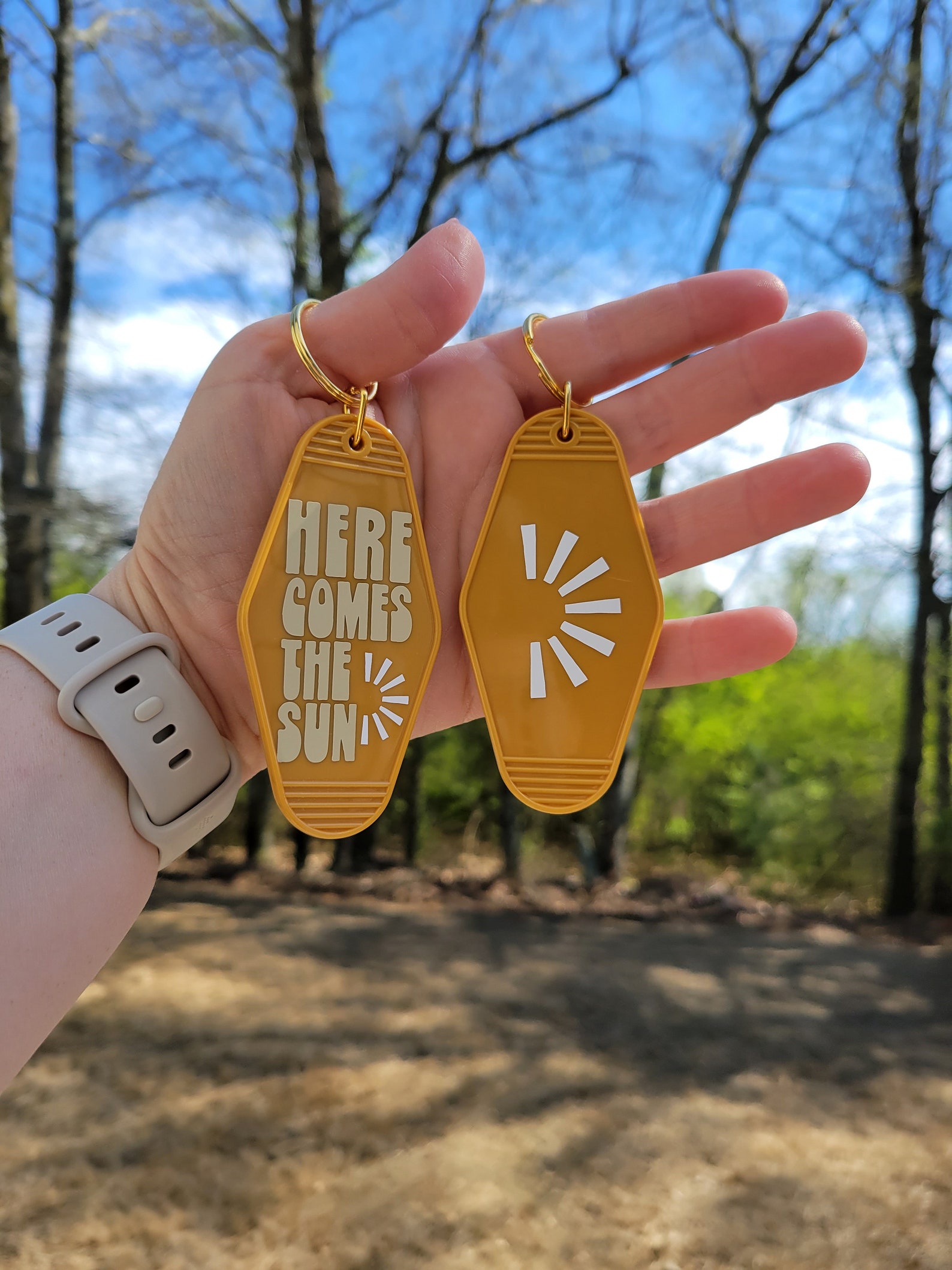 Here Comes the Sun Yellow Motel Keychain | Keychain Gift Idea ...
