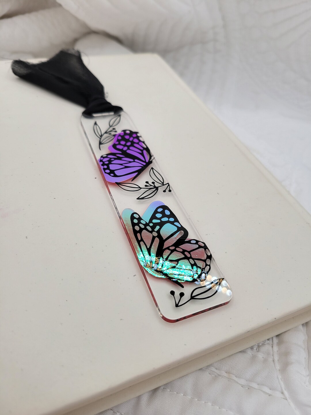 Acrylic Bookmark With Vinyl and Ribbon Butterfly Bookmark - Etsy
