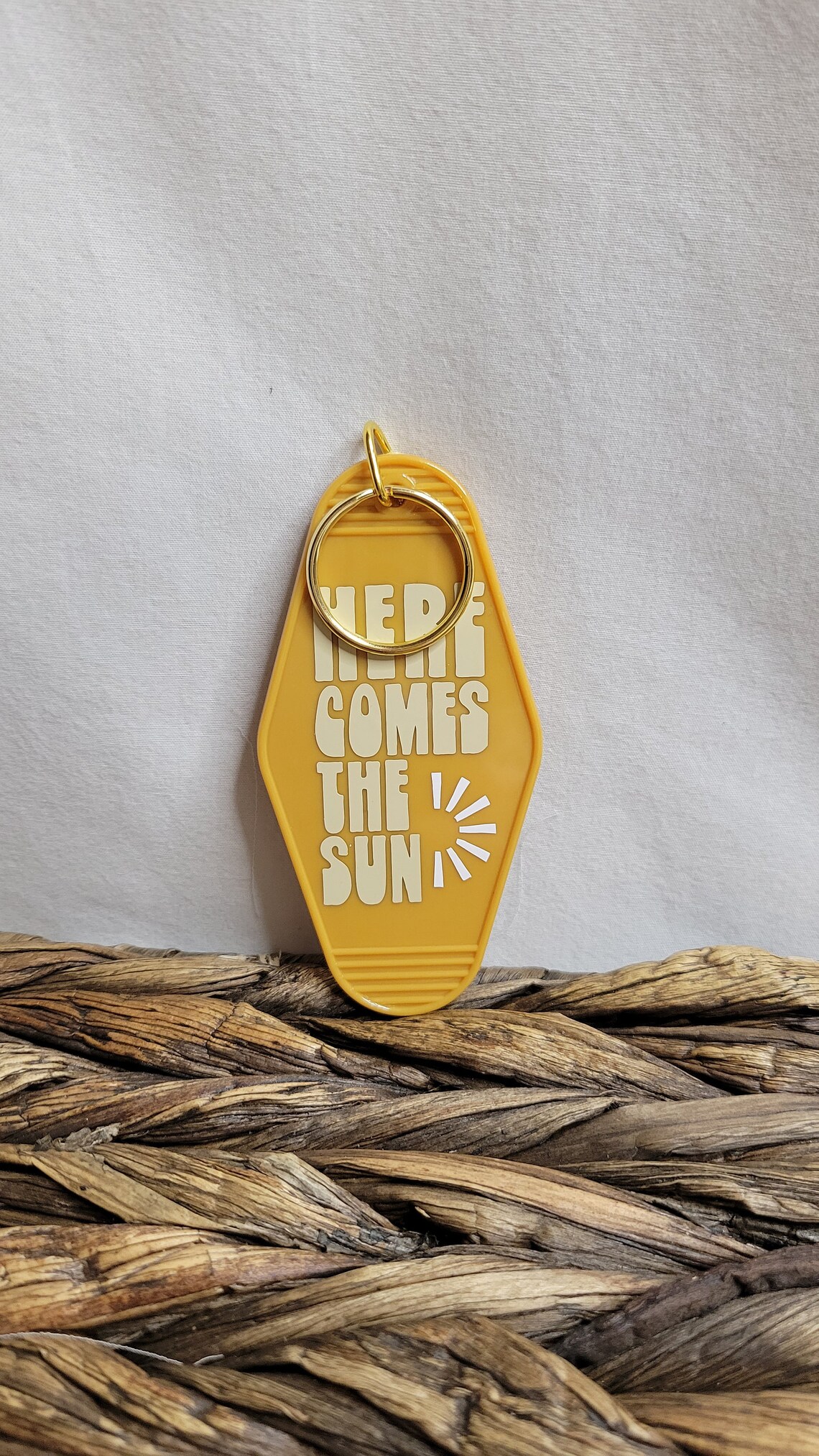 Here Comes the Sun Yellow Motel Keychain | Keychain Gift Idea ...