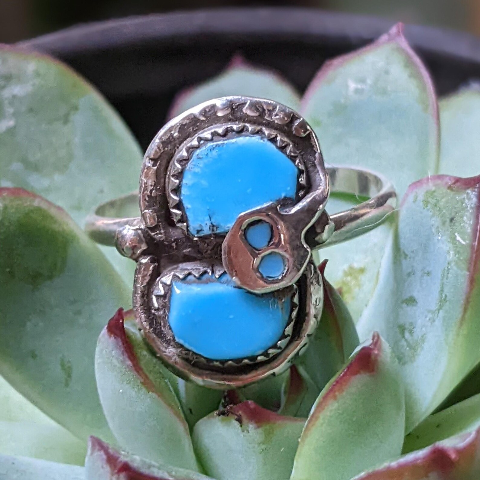 Effie C Turqoise Snake Silver Ring, Artist Signed - Etsy