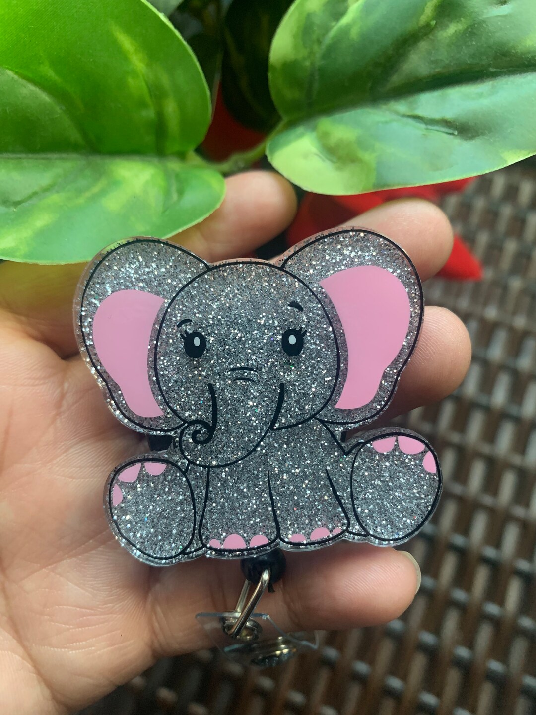 Elephant Badge Reel-badge ID Holder-resin Badge Reel Glitter - Etsy