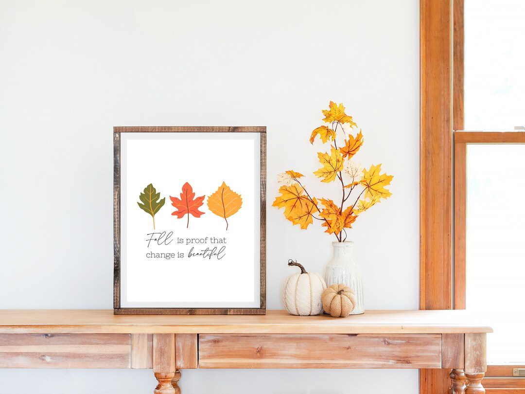 Fall is Proof That Change is Beautiful Quote Wall Art, Autumn Wall Art ...