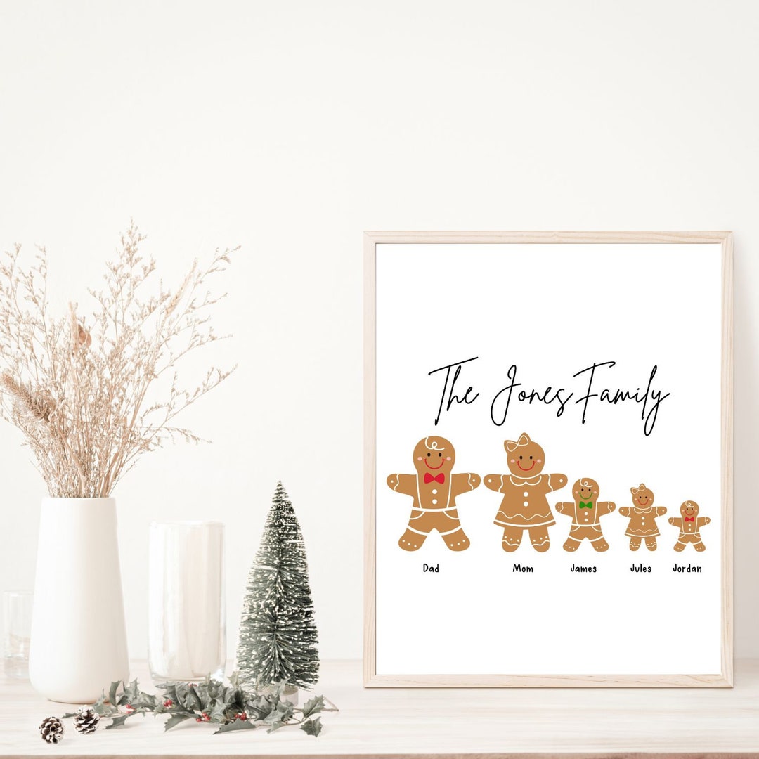 Customized Gingerbread Family Christmas Printable, Gingerbread Man ...