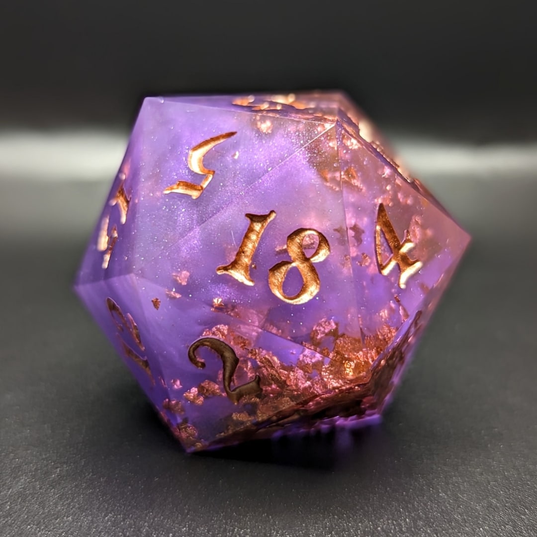 Purple and Rose Gold Handmade Jumbo D20 Chonk D20, Giant D20, Big D20 ...