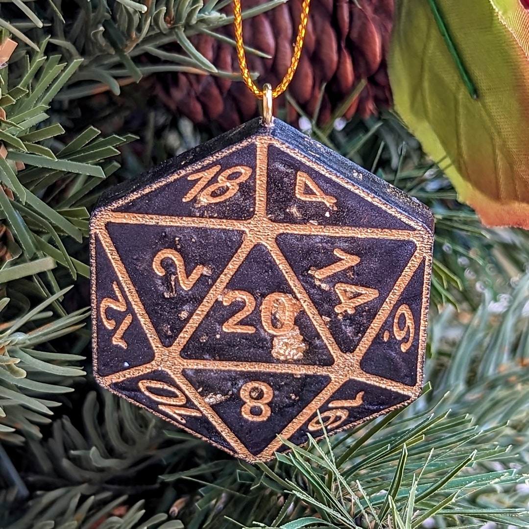 Holographic Black and Gold D20 Christmas Tree Ornament Geek - Etsy