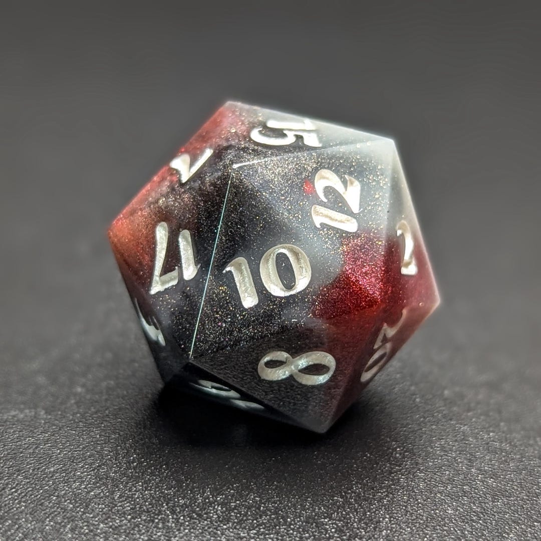 Handmade Red & Black Resin D20: Sharp Edge RPG Dice - Etsy
