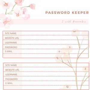 Password Keeper DIY Editable Pink Purple Blue Printable - Etsy