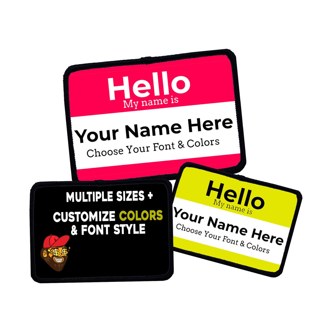 Personalized Name Tag Patches Hello My Name is Iron-on Patches for ...