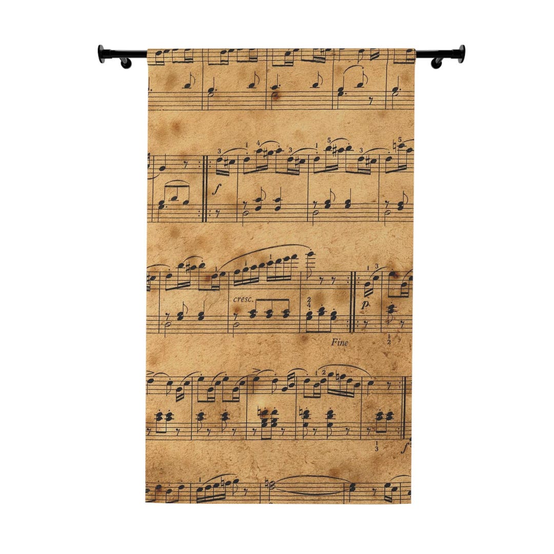 Musical Notation Window Curtains - Elegant Home Decor, Vintage Sheet ...