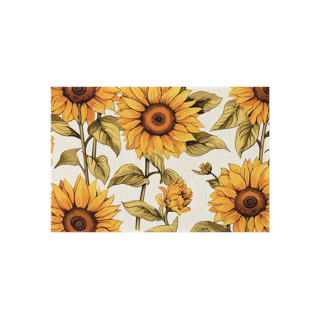 Sunflower Outdoor Rug, Floral Patio Mat, Garden Decor, Boho Rug, Porch ...
