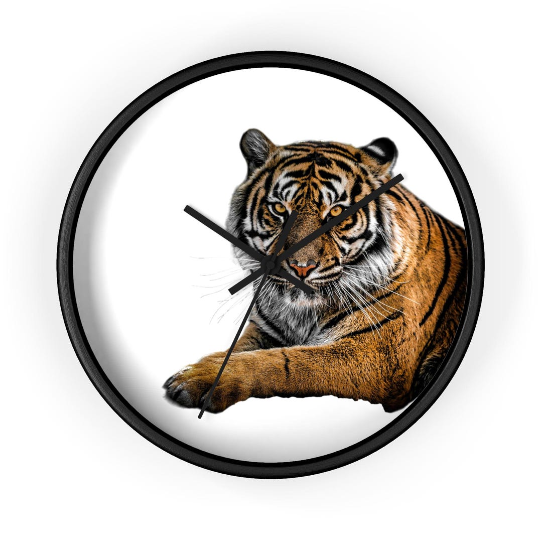 Majestic Tiger Wall Clock, Animal Theme Decor, Wildlife Clock, Modern ...