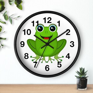 Frog Wall Clock - Whimsical Green Frog Design, Cute Home Decor, Kids ...