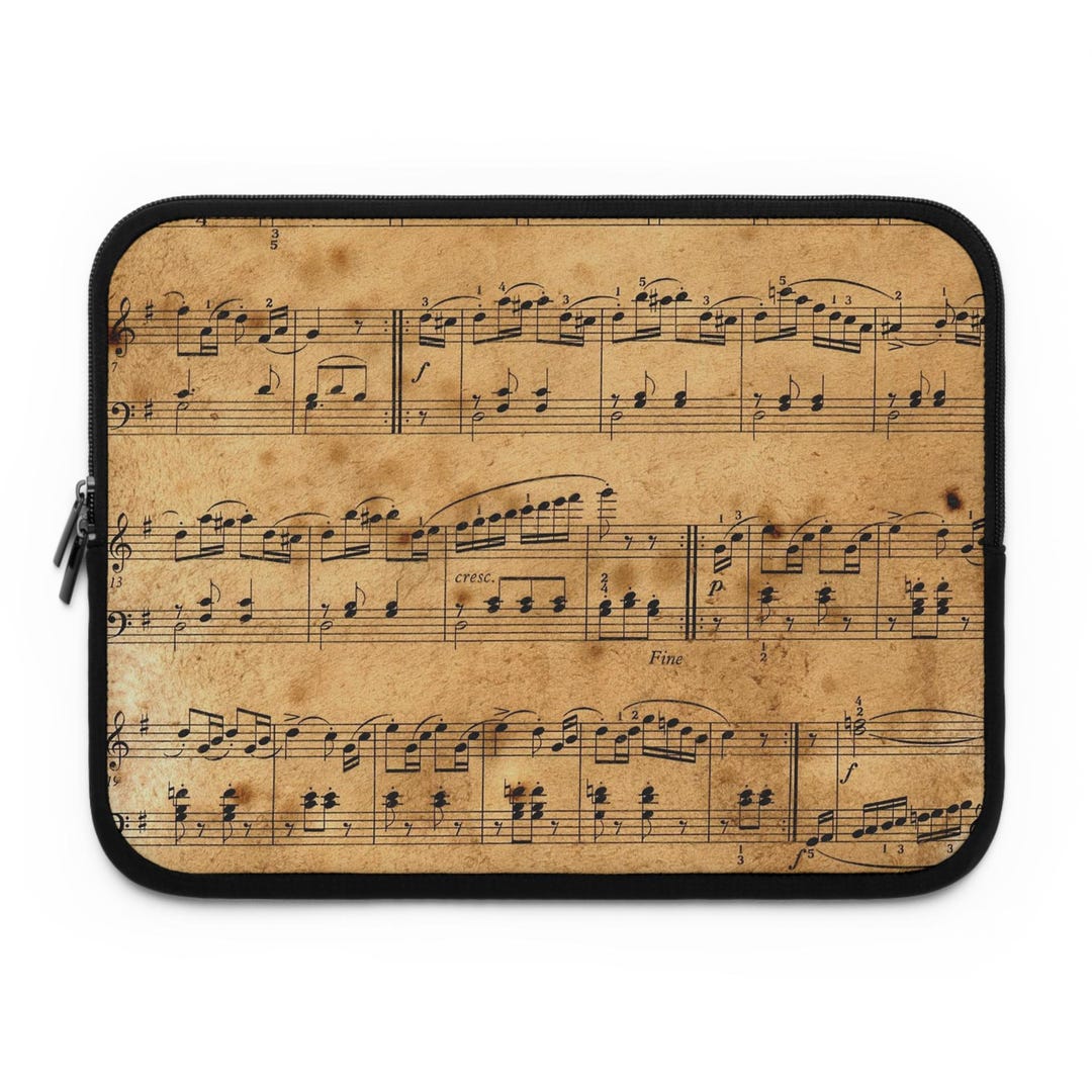 Vintage Music Notes Laptop Sleeve, Music Lover Gift, Folio Case ...