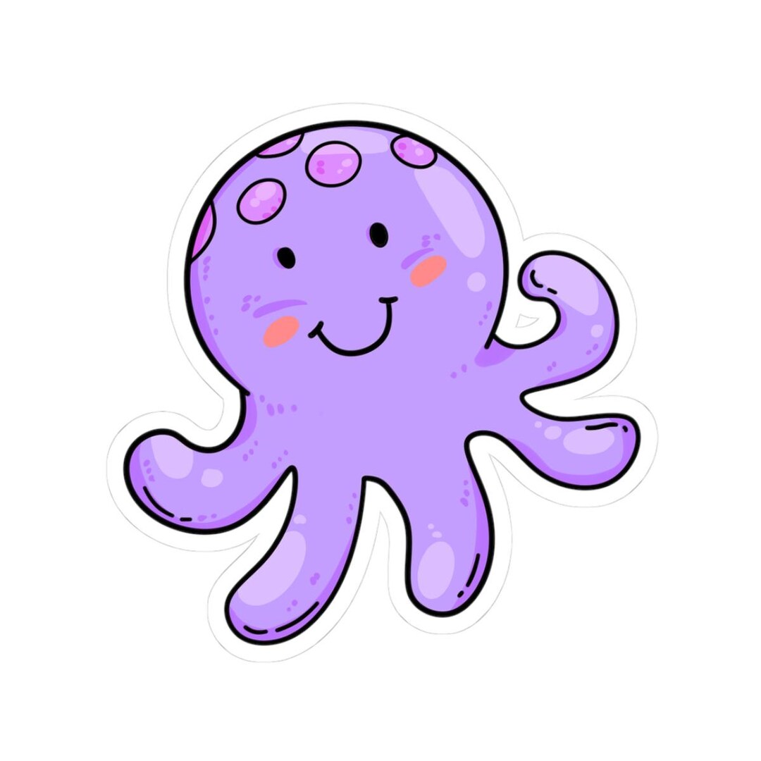 Cute Purple Octopus Kiss-cut Stickers - Adorable Laptop Decor, Fun ...