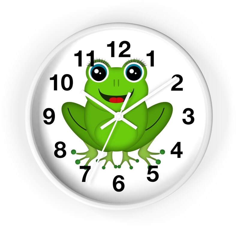 Frog Wall Clock - Whimsical Green Frog Design, Cute Home Decor, Kids ...