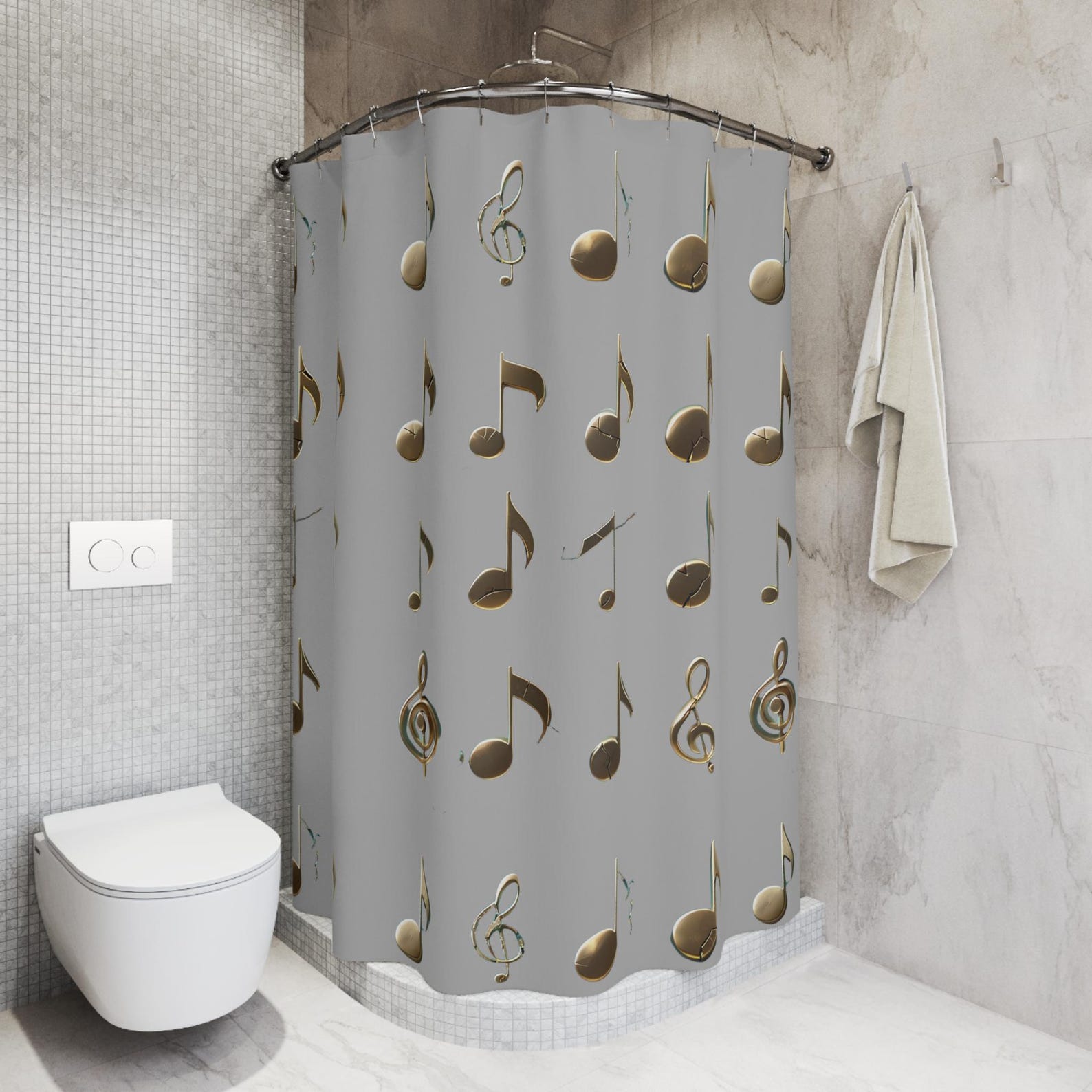 Musical Notes Shower Curtain - Perfect for Music Lovers, Bathroom Decor ...