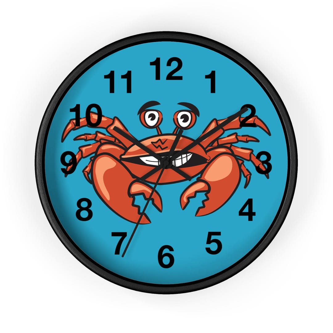 Fun Crab Wall Clock for Coastal Decor, Beach House Accessory, Kid's ...