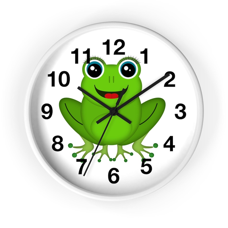 Frog Wall Clock - Whimsical Green Frog Design, Cute Home Decor, Kids ...