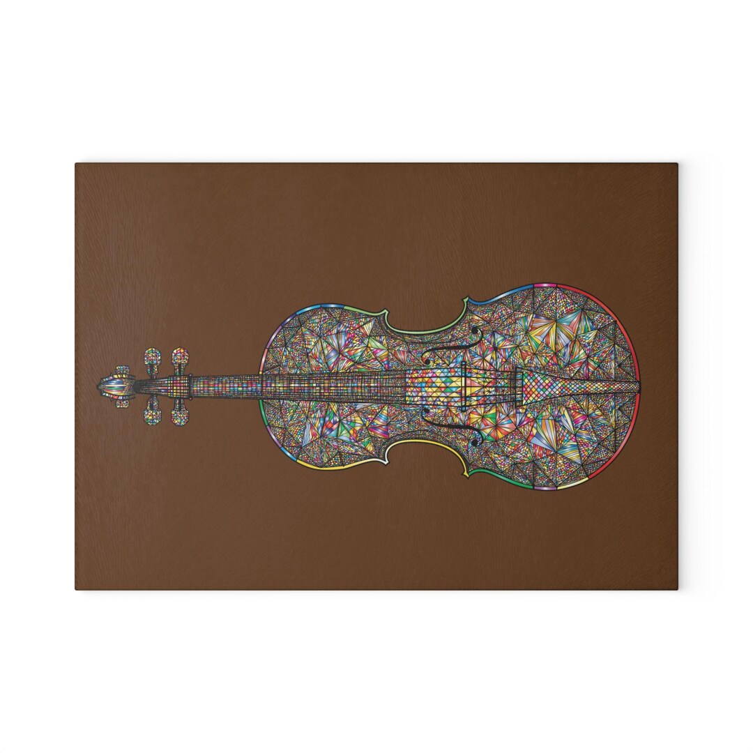 Stained Glass Violin Cutting Board, Artistic Kitchen Decor, Music Lover ...