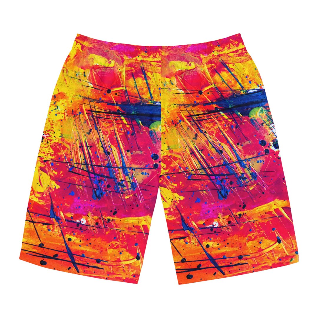 Vibrant Men's Board Shorts, Colorful Swim Trunks for Summer Fun ...