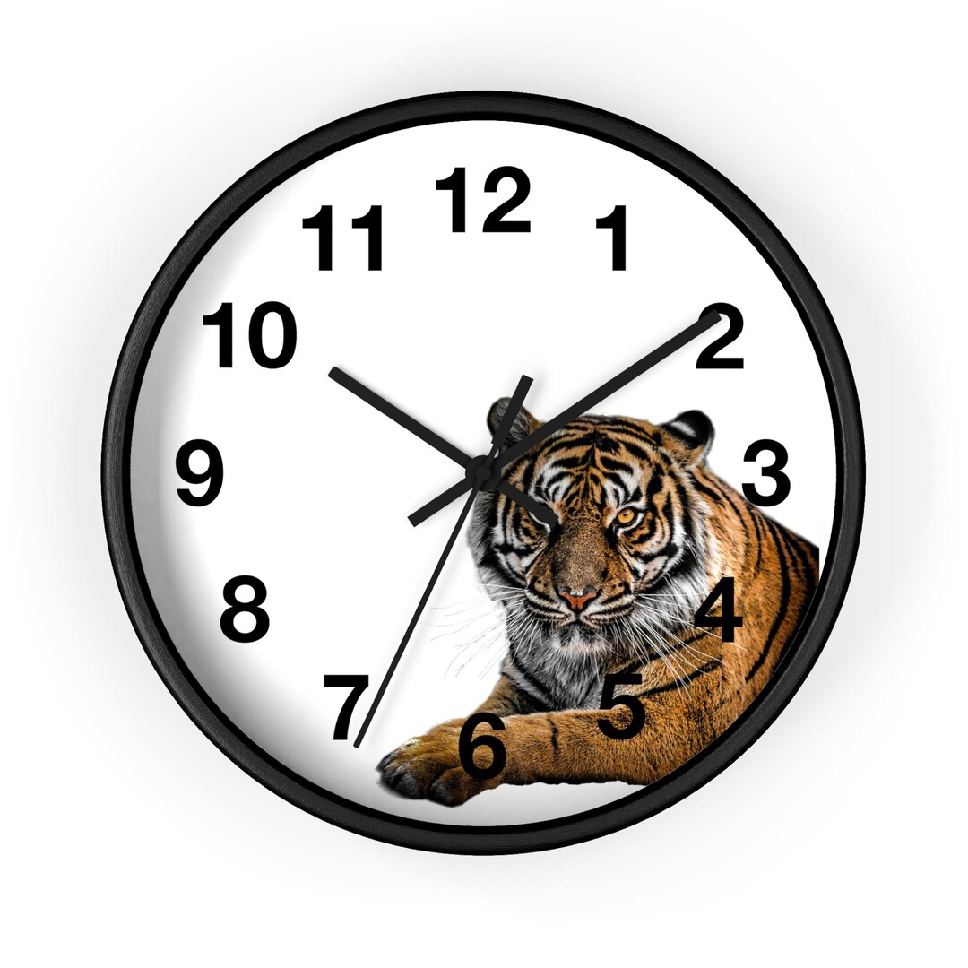 Majestic Tiger Wall Clock, Animal Theme Decor, Wildlife Clock, Modern ...