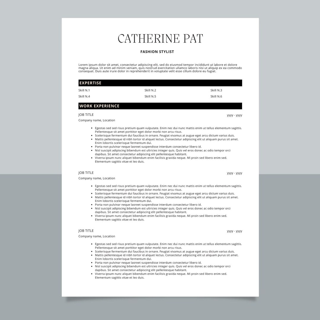 Fashion Stylist Resume Template | Professional Resume Template ...