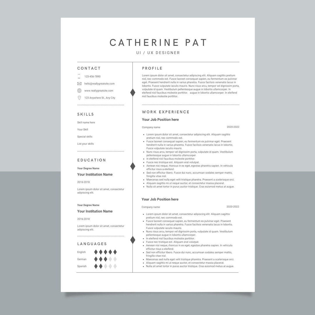 Minimalist UI/UX Resume Template | Digital Resume Template ...