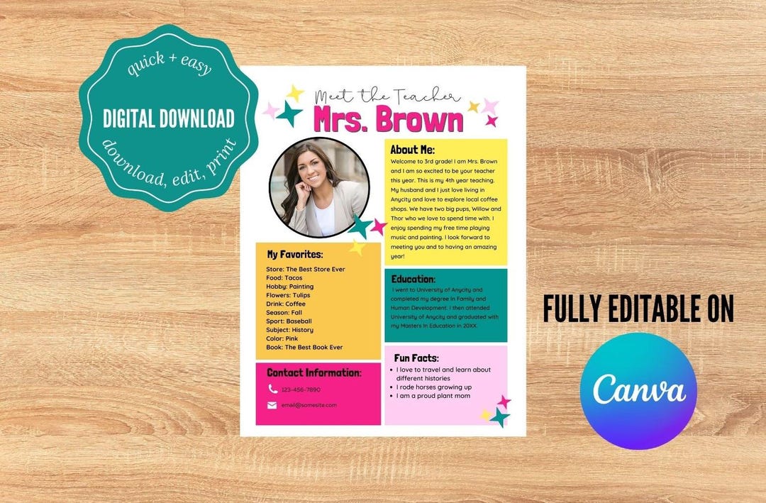 Meet the Teacher | Teacher Template | Flyer Colorful Theme | Teacher ...