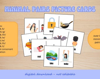 Articulation - Minimal Pairs Flashcard - Etsy