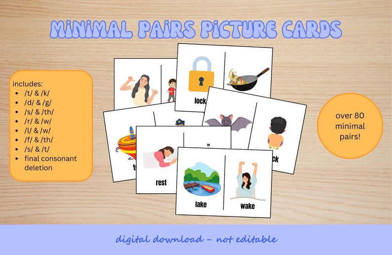 Speech Therapy Minimal Pairs Picture Cards | Digital Download - Etsy