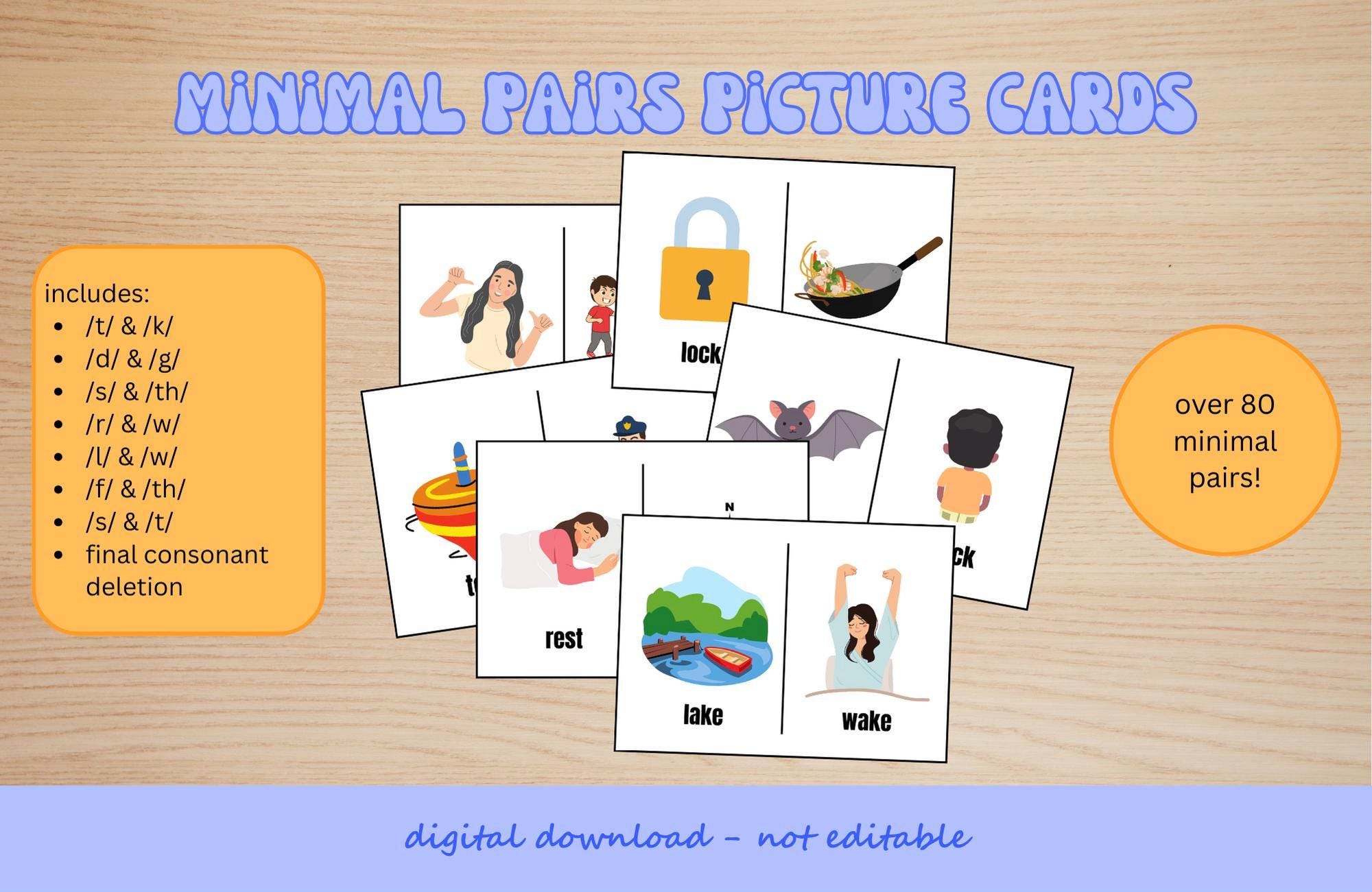Speech Therapy Minimal Pairs Picture Cards | Digital Download - Etsy