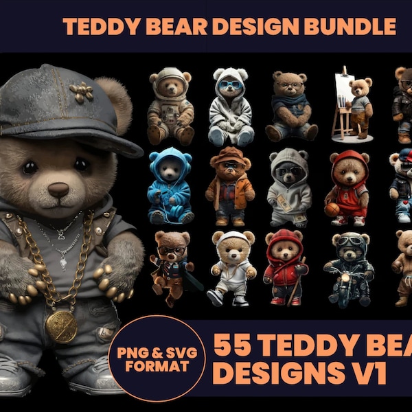 Graphic Teddy Bear Designs - Etsy