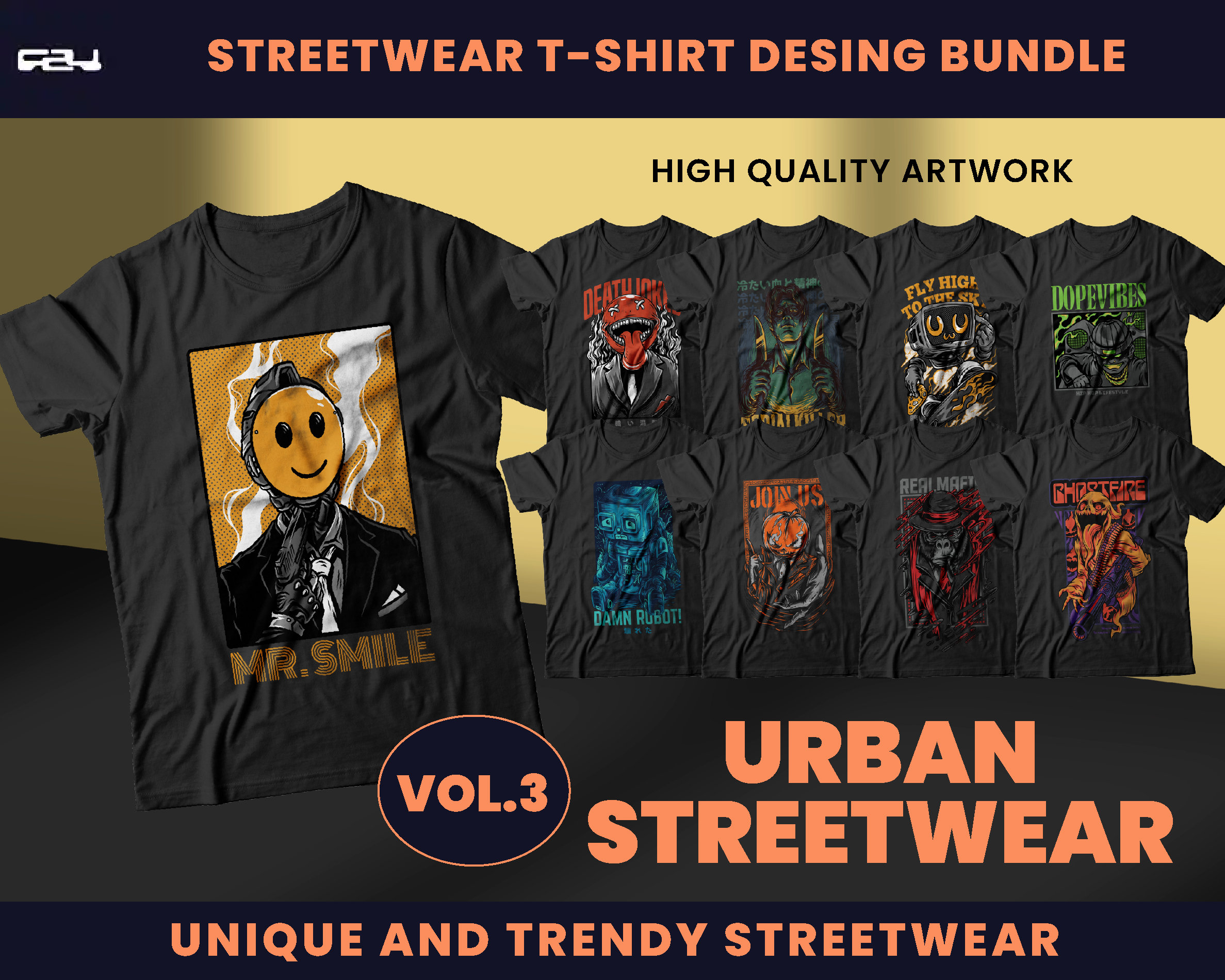65 Urban Streetwear Designs T Shirt Design Bundle Streetwear Designs