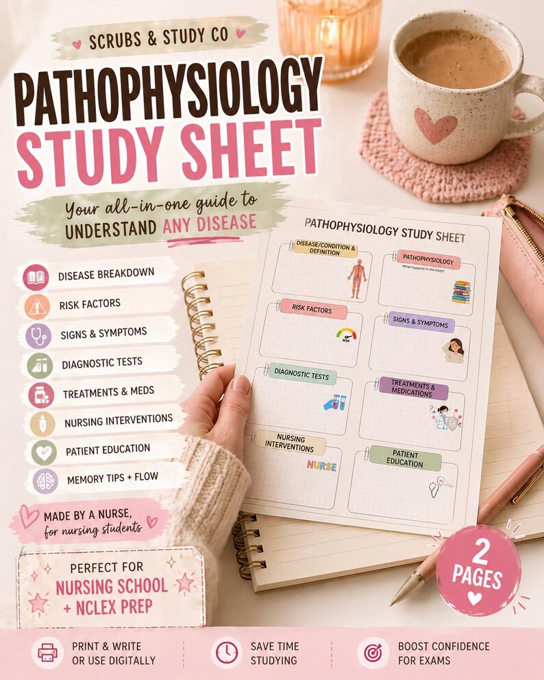 Pathophysiology Study Sheet for Nursing Students (digital Download) - Etsy