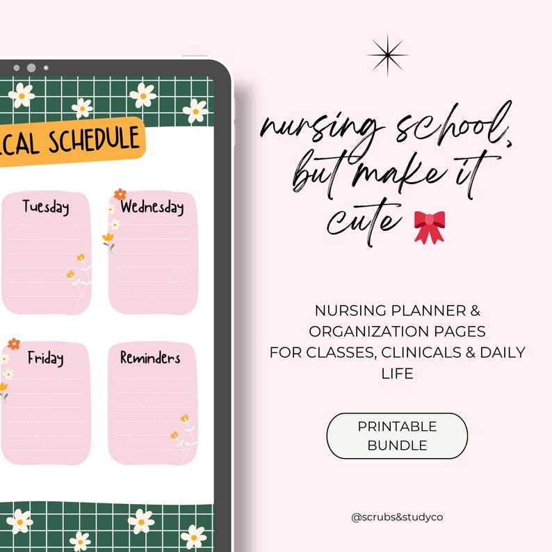 Nursing Student Binder Kit Printable | Clinical Notes, Med Cards ...
