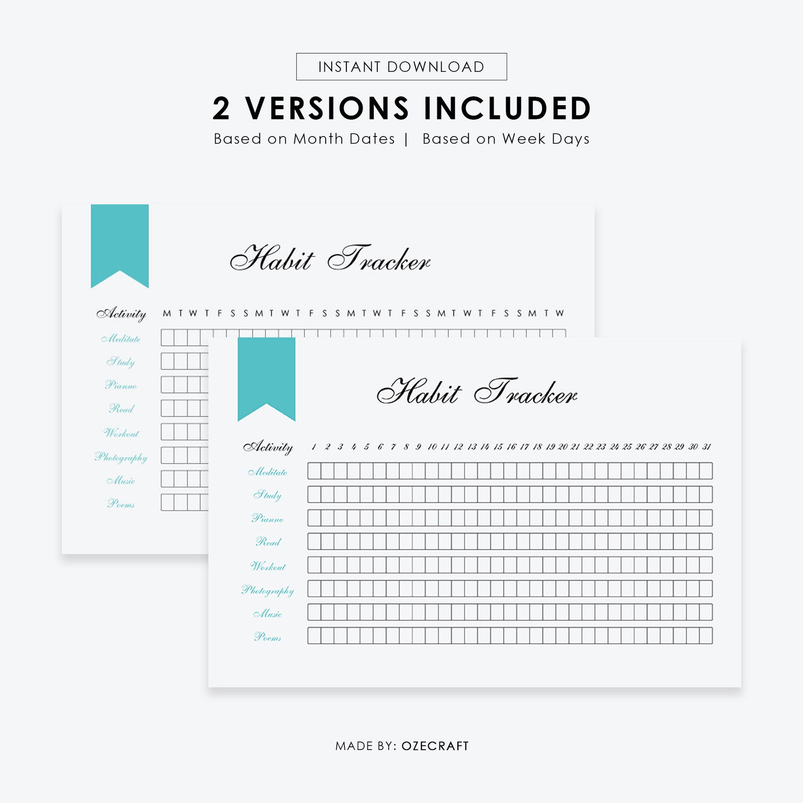 Monthly Habit Tracker Printable Routine Tracking Habits - Etsy