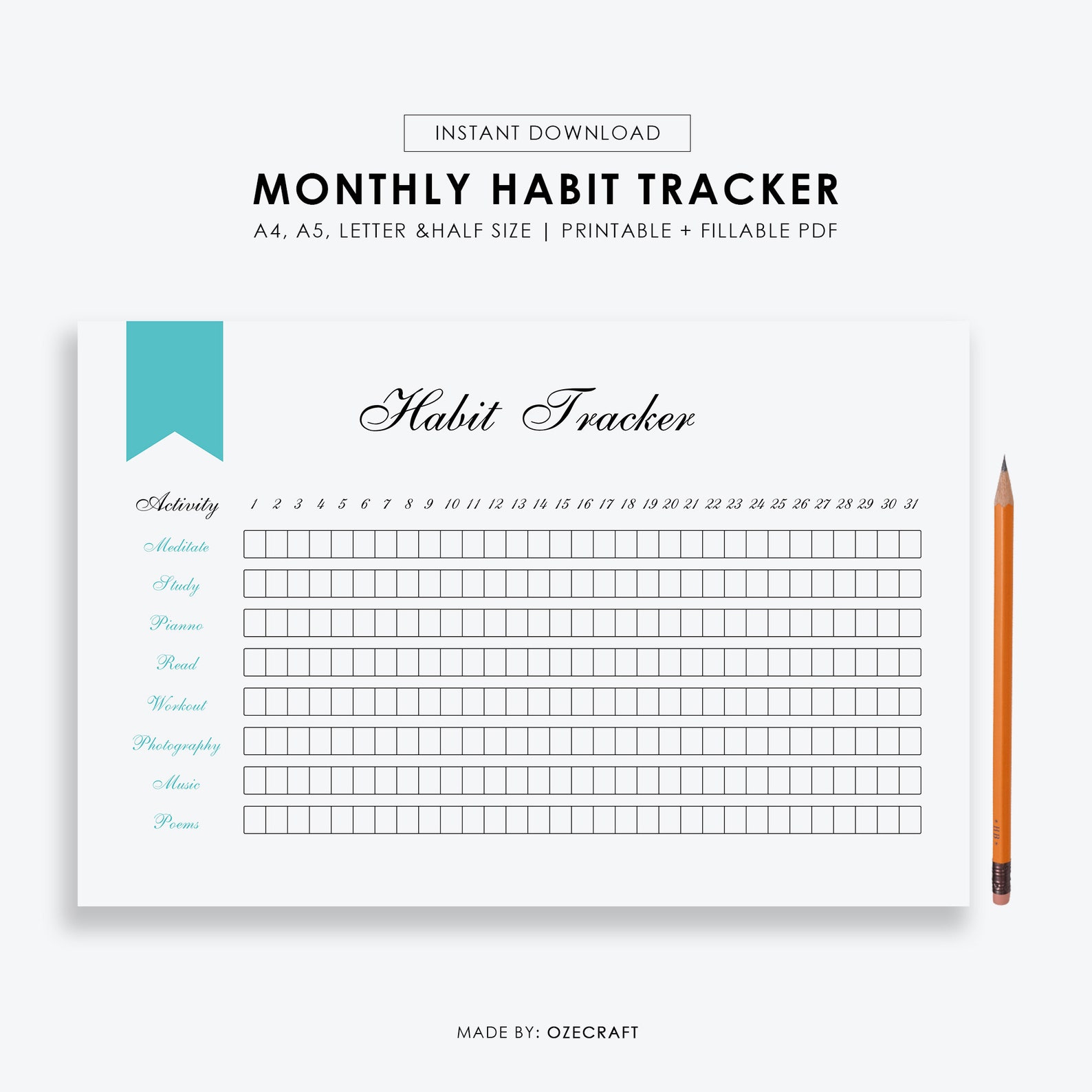 Monthly Habit Tracker Printable Routine Tracking Habits - Etsy
