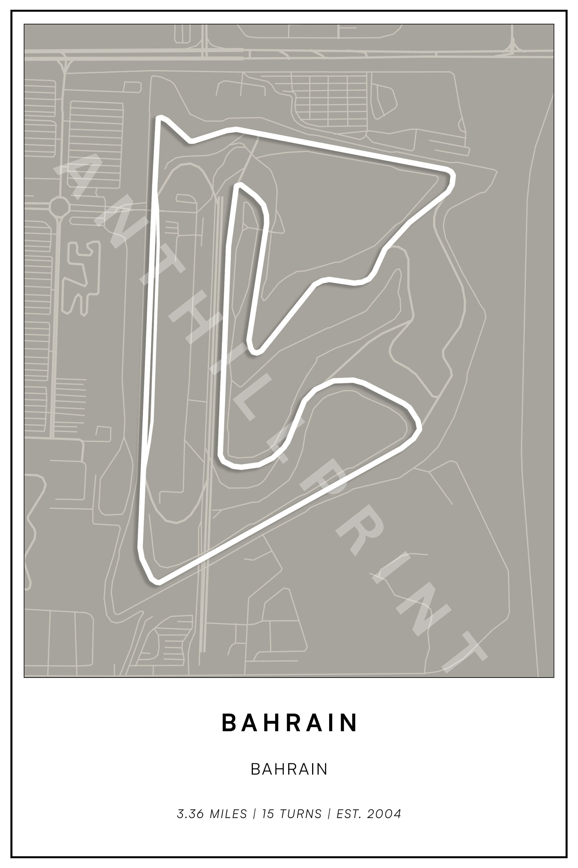Formula 1 Bahrain Circuit Poster Vintage F1 Poster Series Bahrain ...