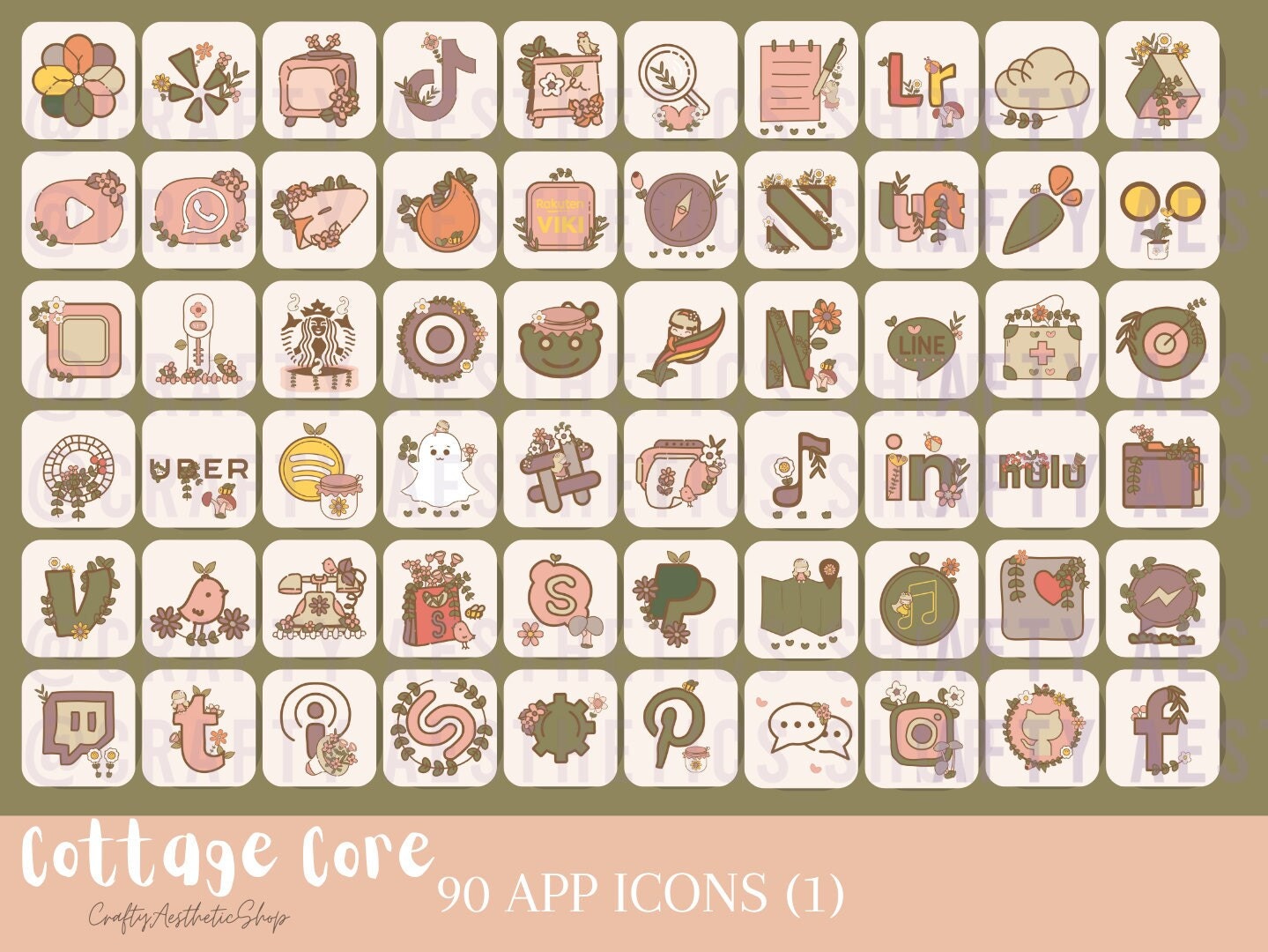 Cottagecore Aesthetic App Icons, Ios Icons, iPhone Icons, Cottagecore ...