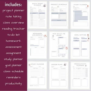 Study Planner | Reading Tracker | Assessments List | Uni Log - Etsy