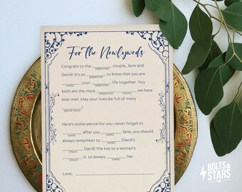 Mad Libs Template, Library Card Mad Libs, Bridal Party Game, Wedding ...